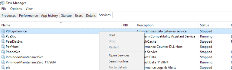 Restart the On-Premises Gateway – Insight Quest