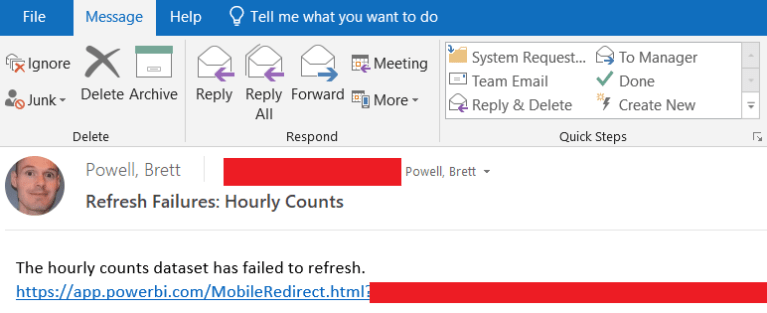 Group Email Notification for Dataset Refresh Failure – Insight Quest